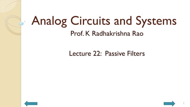 Week 6 - Analog Filters.pdf for analog electronics | PPT