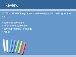 Public Speaking & Presentation - Week6 visual aids | PPT | Ear, Nose ...