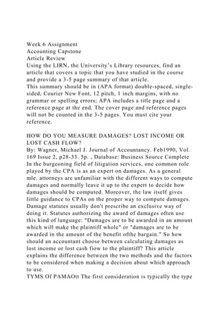 Week 6 Assignment Accounting CapstoneArticle ReviewUsing the.docx