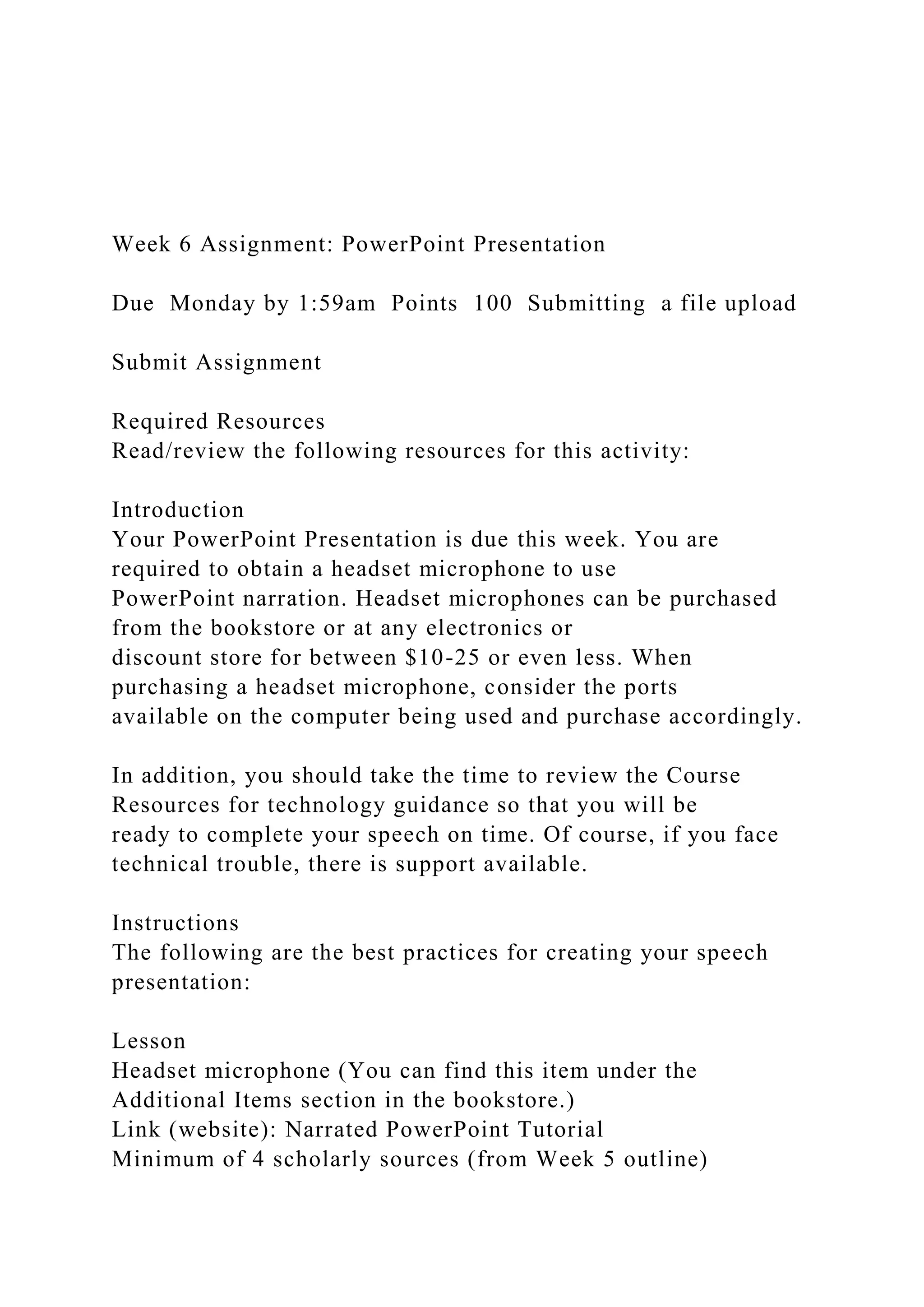Week 6 Assignment PowerPoint PresentationDue Monday by 1.docx