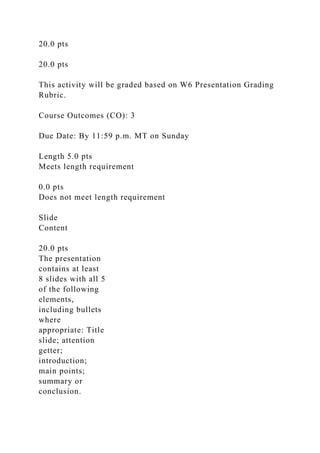 Week 6 Assignment PowerPoint PresentationDue Monday by 1.docx