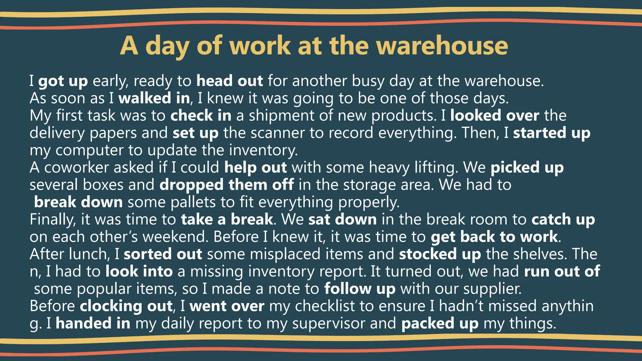 phrasal verbs used at work , lists with meaning and exercises .pptx