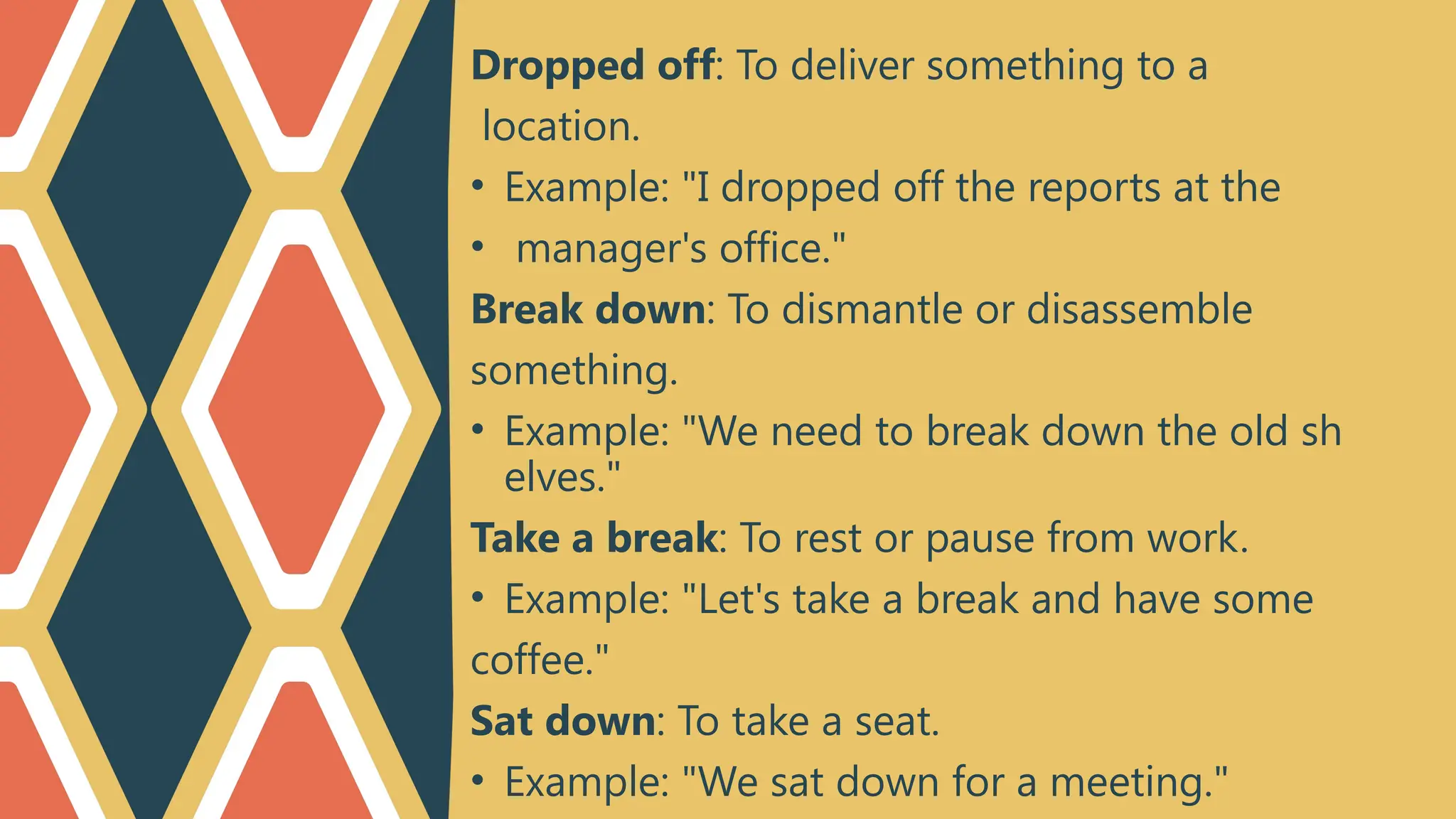 phrasal verbs used at work , lists with meaning and exercises .pptx