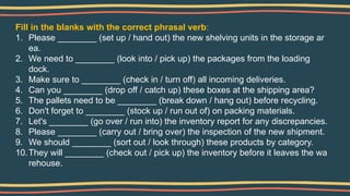 phrasal verbs used at work , lists with meaning and exercises .pptx