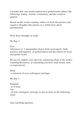 Week 6 Globalization and the Flattening of the WorldGlobalizati | PDF