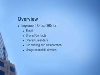 Week 6 microsoft office 365 project presentation | PPTX