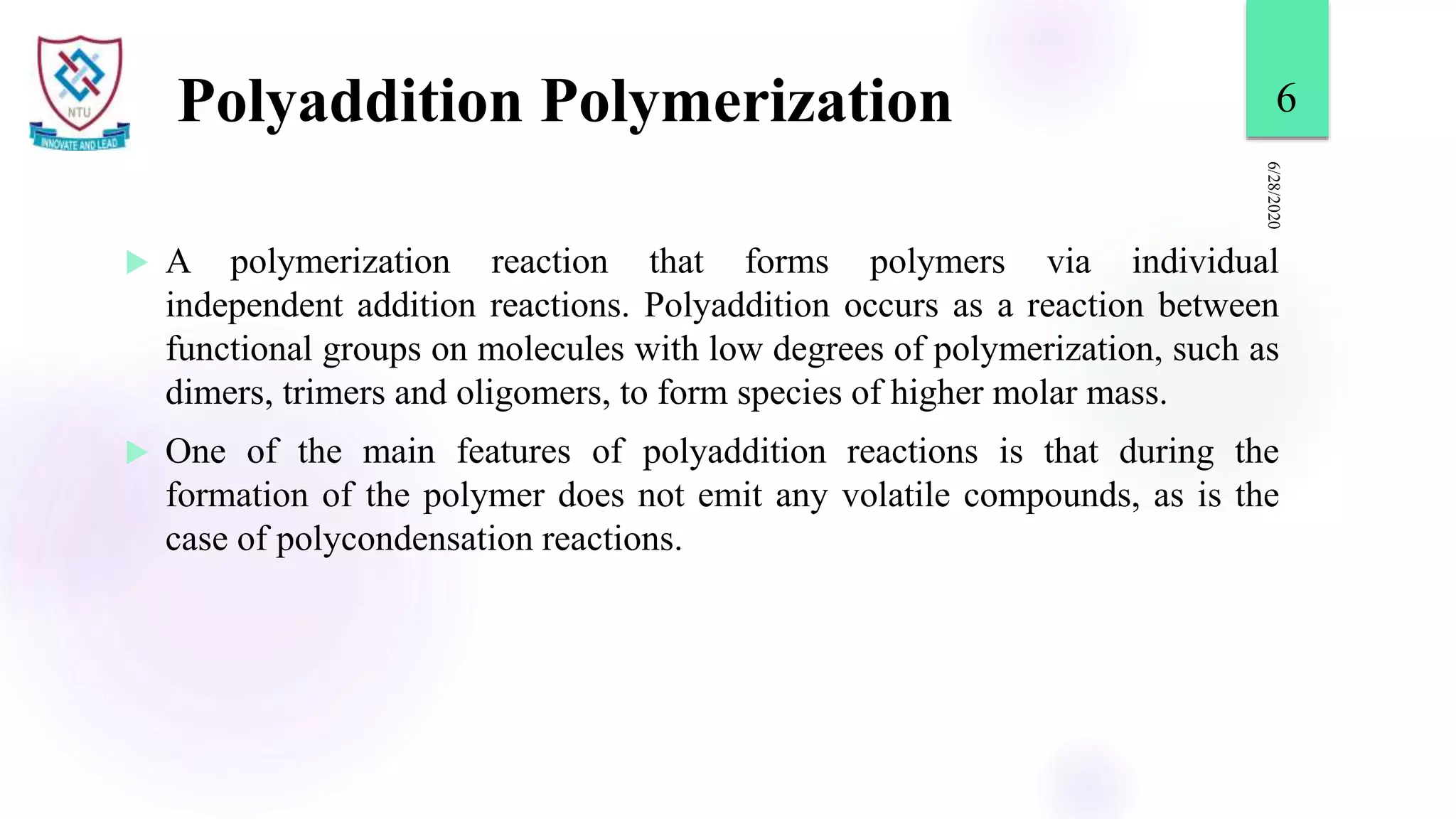 types of polymerization (Polymerization reaction part 2) | PPTX