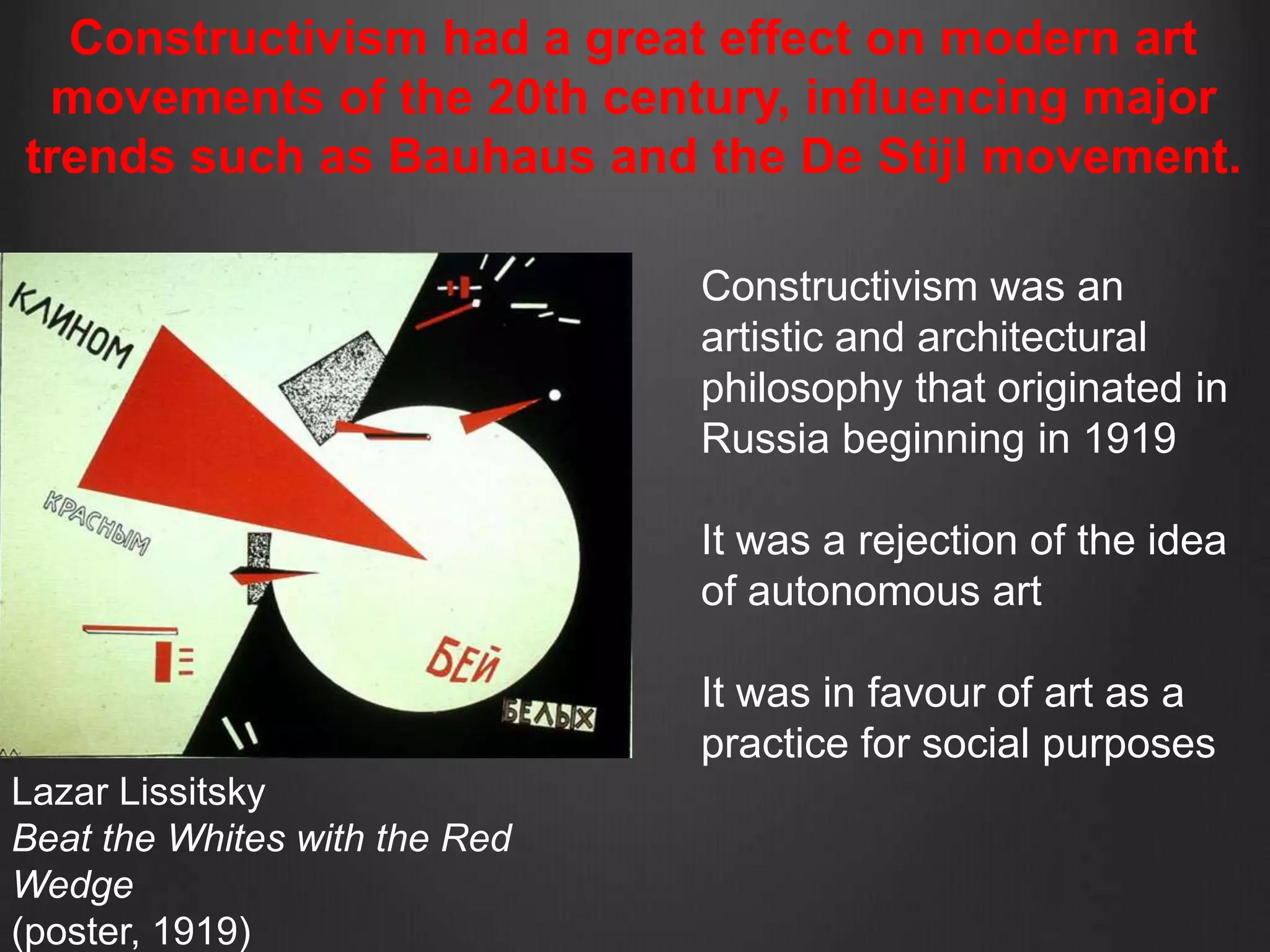 Week 6 revolution and rebuilding constructivism, de stijl and the ...