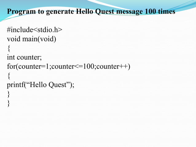 NTRODUCTION TO COMPUTER PROGRAMMING Loop as repetitive statement, | PPT