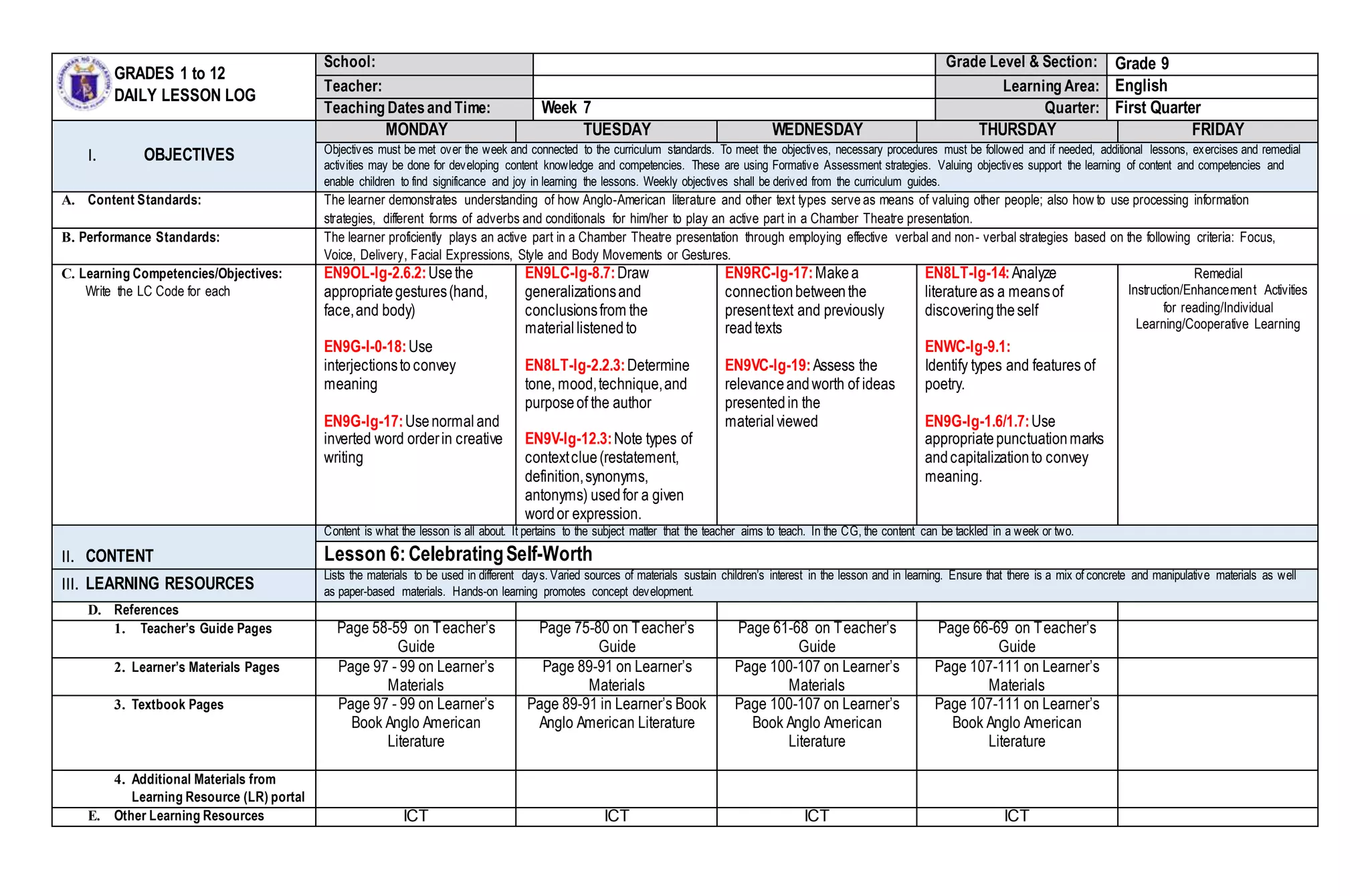 English 9 Q1 Week 7 | DOCX
