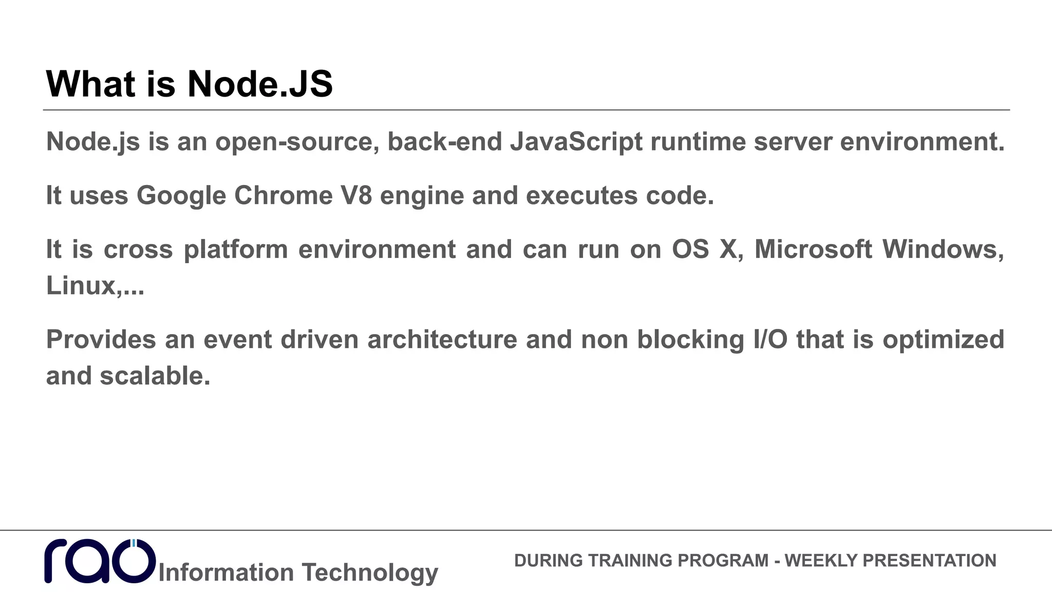 Fundamental of Node.JS - Internship Presentation - Week7 | PPT