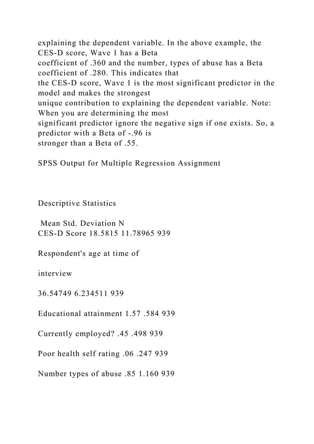 Week 7 - Linear Regression Exercises SPSS Output Simple.docx