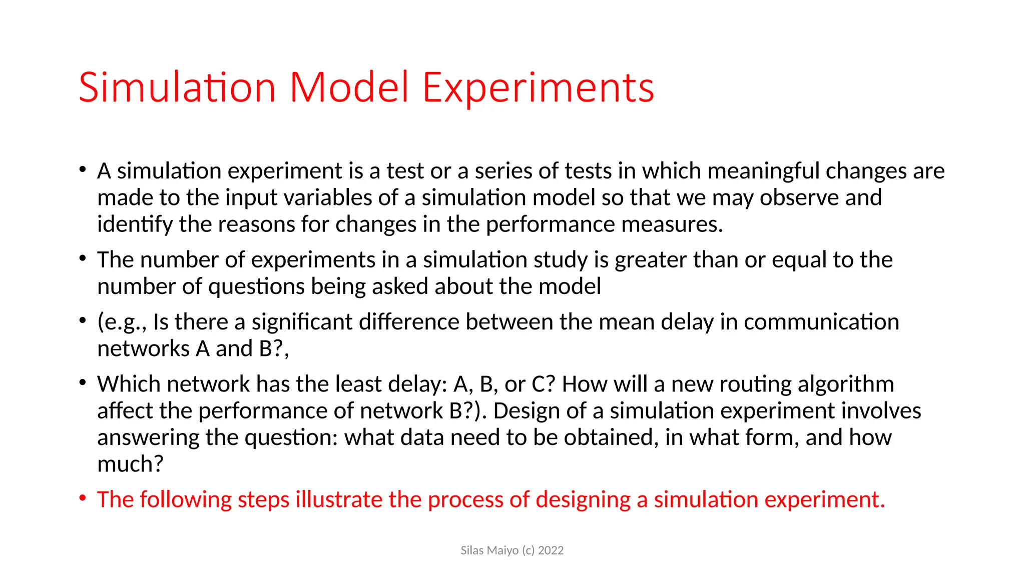 Week 7 - Model Experiementation ibn simulation modelling | PPTX