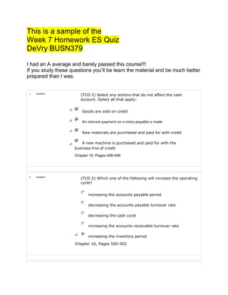 DeVry BUSN379 Week 7 homework es sample | PDF