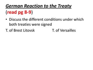 Week 7 - The Effects of the Treaty of Versailles | PPTX