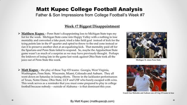 Matt Kupec College Football Analysis Week #7 | PDF