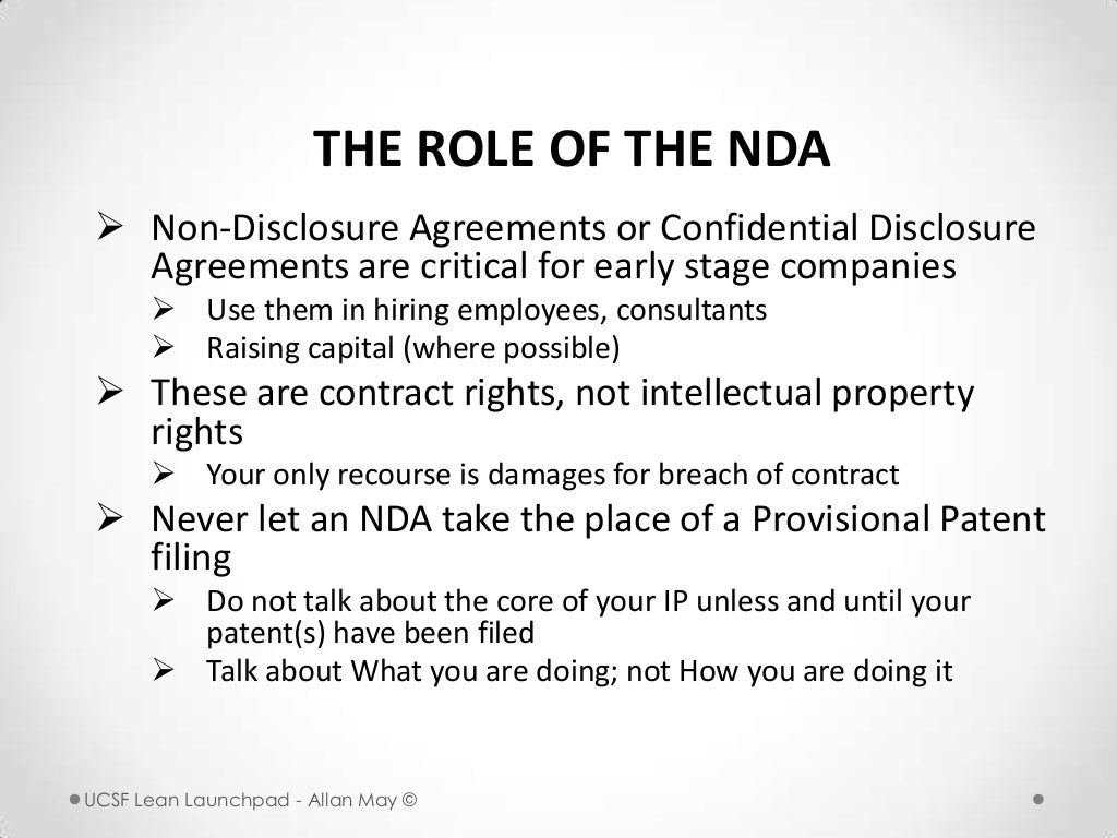 THE ROLE OF THE NDA