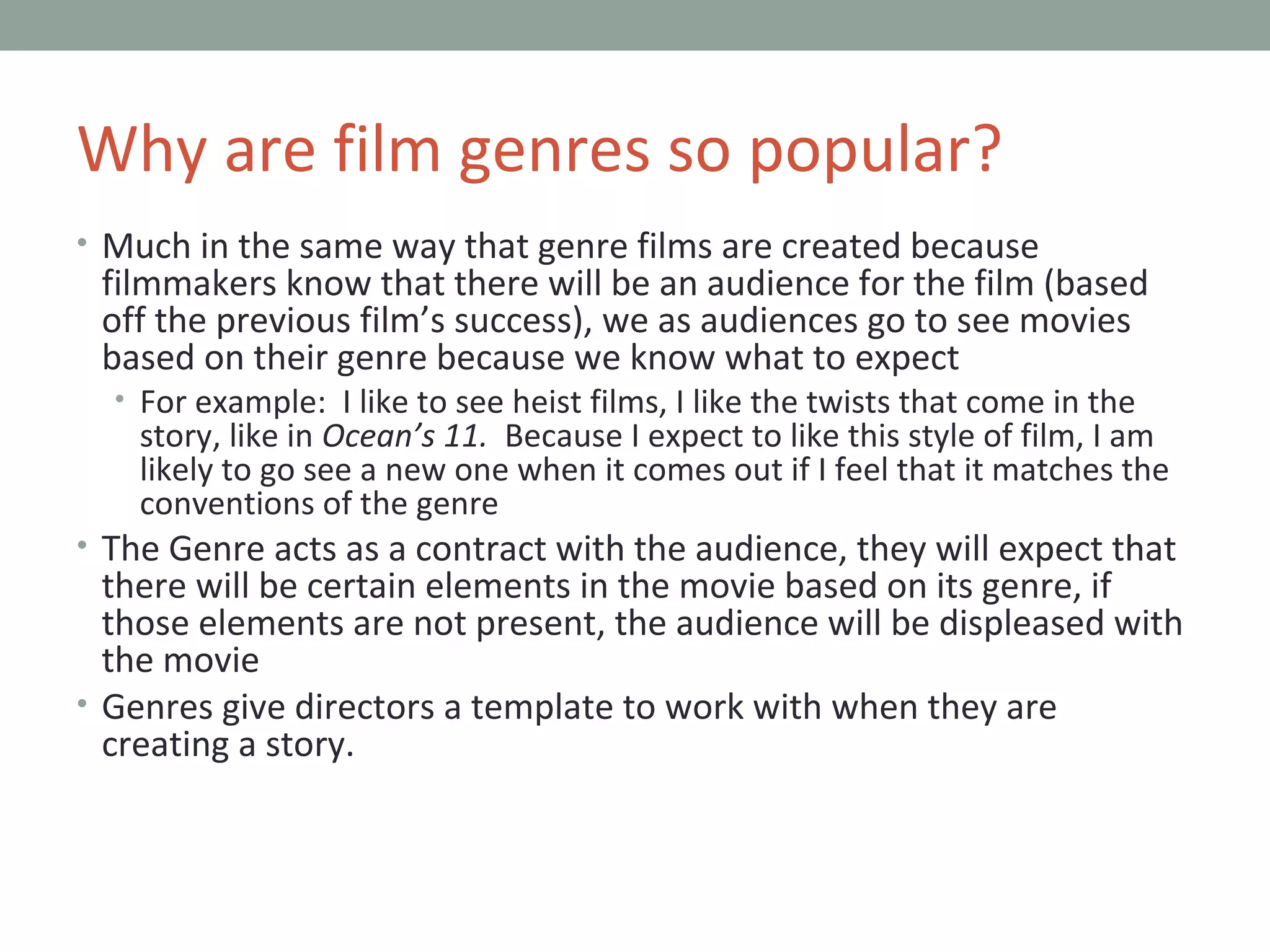 Intro to Film: Genres | PPT