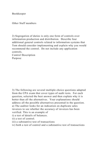 Week 7 Homework Questions1) This question is based on Toms Tr.docx