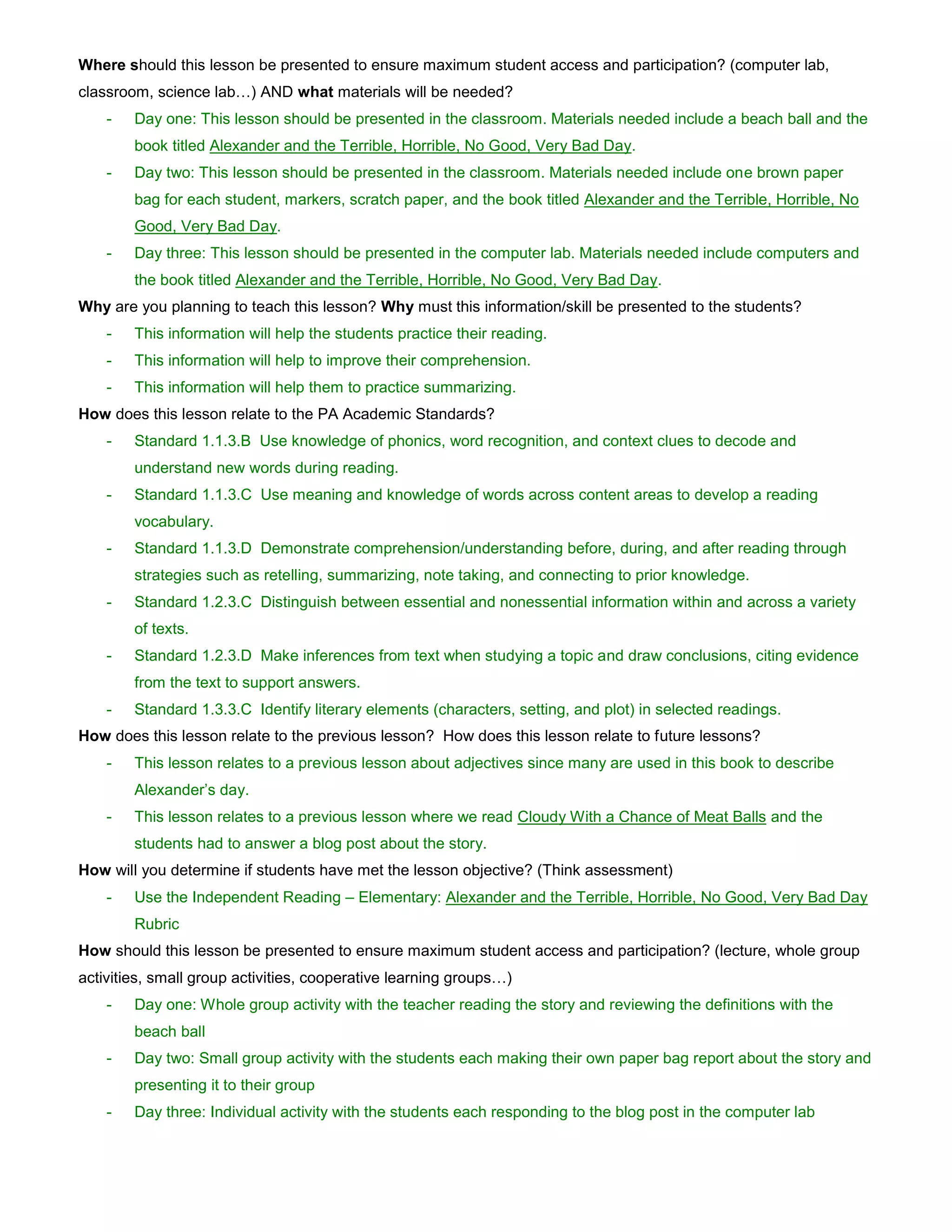 Week 7 lesson plan | PDF