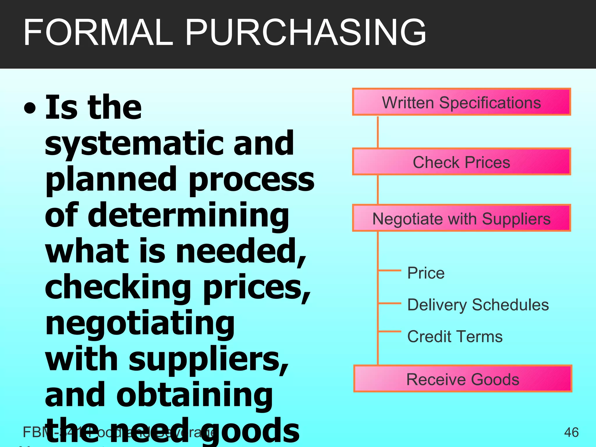 Week 7 Procurement (Purchasing, Receiving And Storing) 2 2552 | PPT
