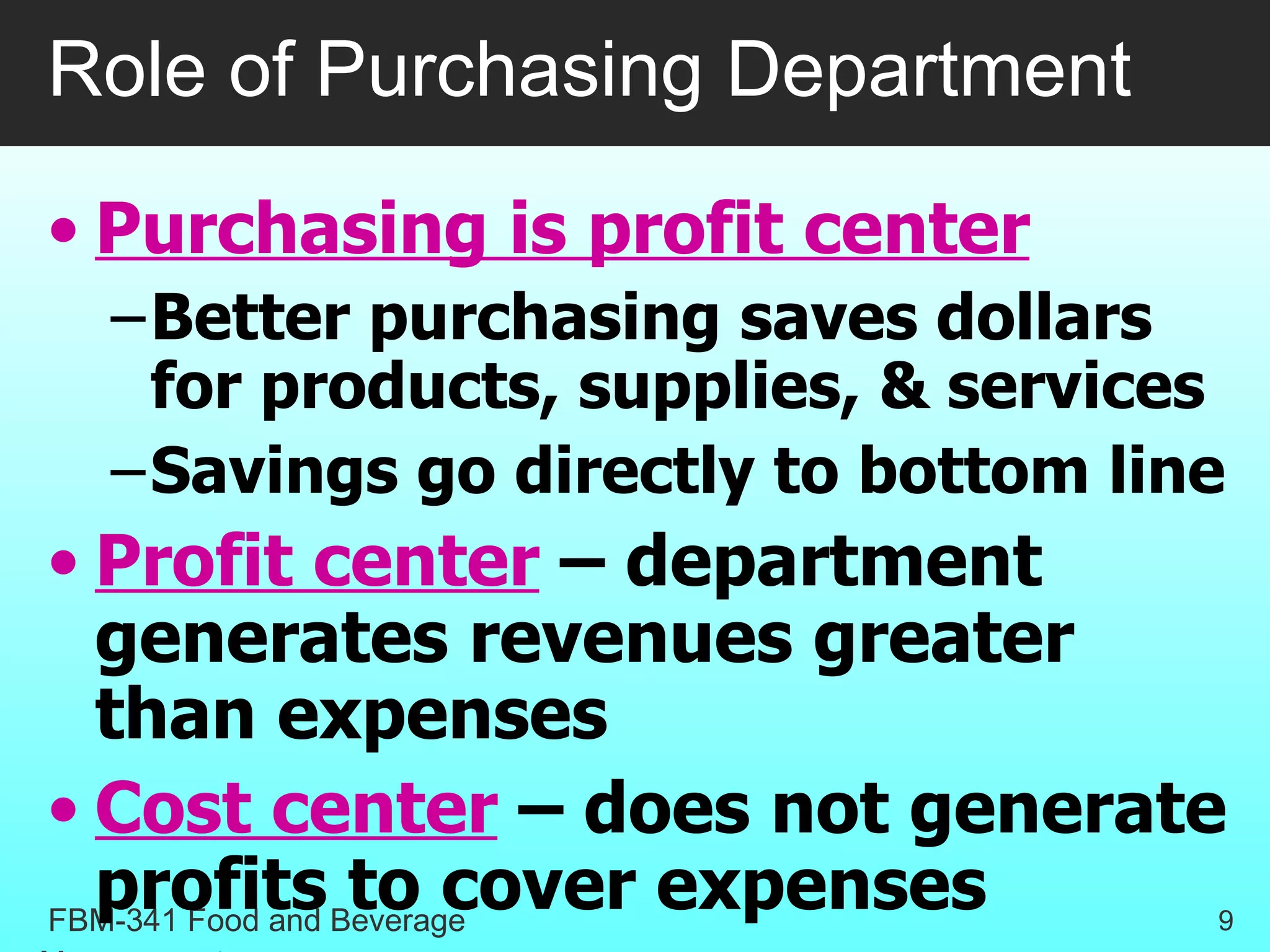 Week 7 Procurement (Purchasing, Receiving And Storing) 2 2552 | PPT