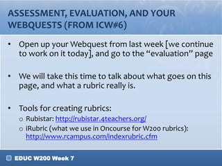 Week7 sp12 part5_lecture_assessment tools | PPTX