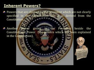 Week 7, the inherent powers of the president | PPTX