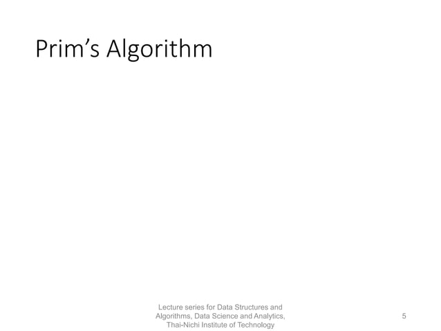 Data Structures and Algorithm - Week 8 - Minimum Spanning Trees | PPT