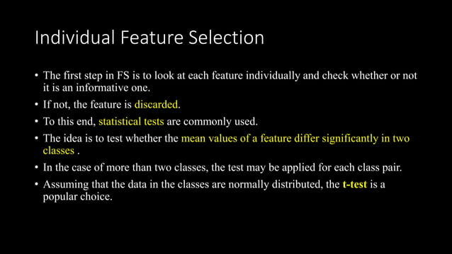 Week_8machine learning (feature selection).pptx | Educational ...