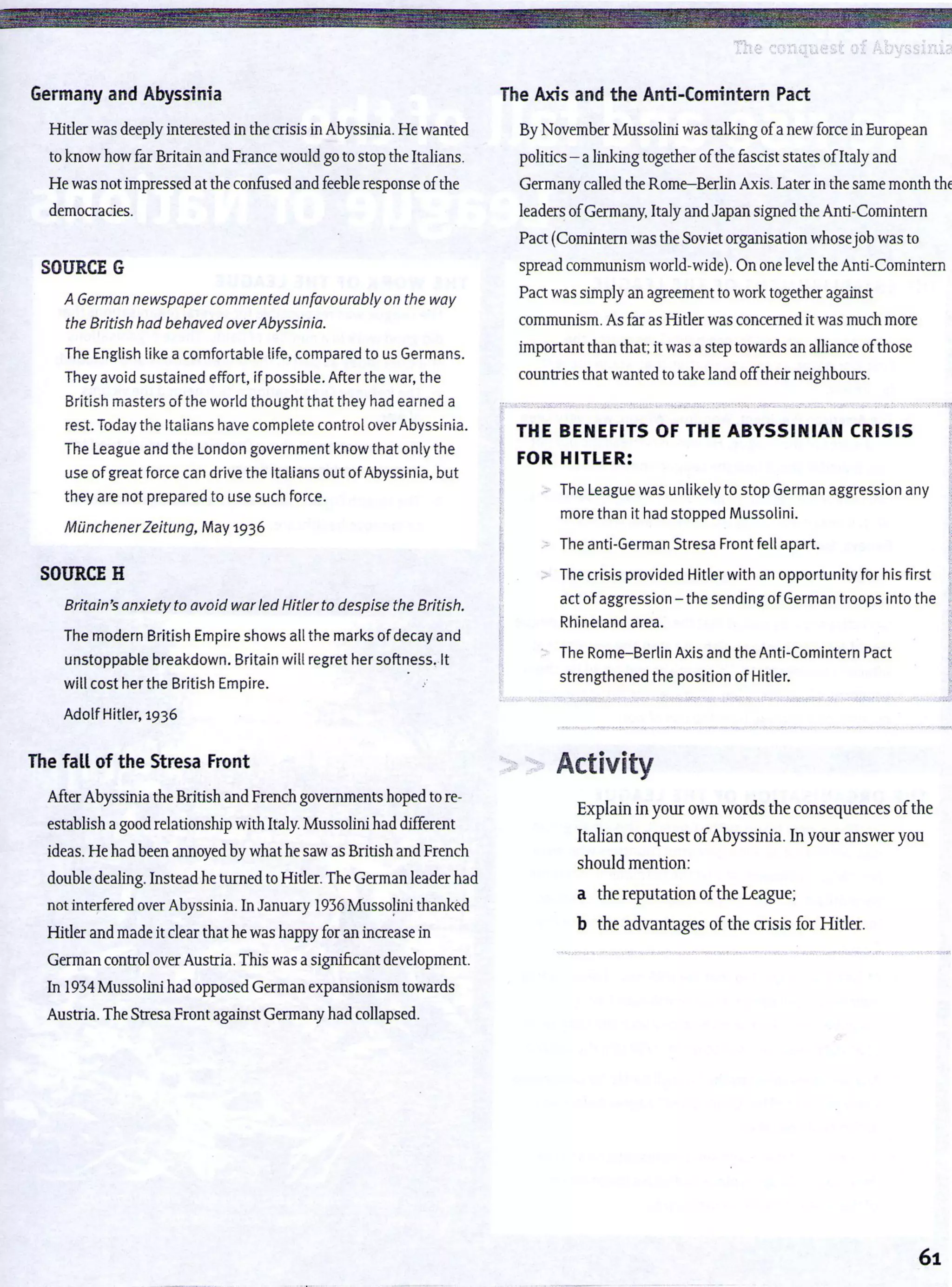 Week 8 - The Invasion of Abyssinia | PDF