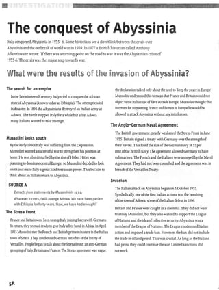 Week 8 - The Invasion of Abyssinia | PDF