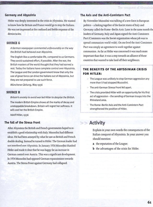 Week 8 - The Invasion of Abyssinia | PDF