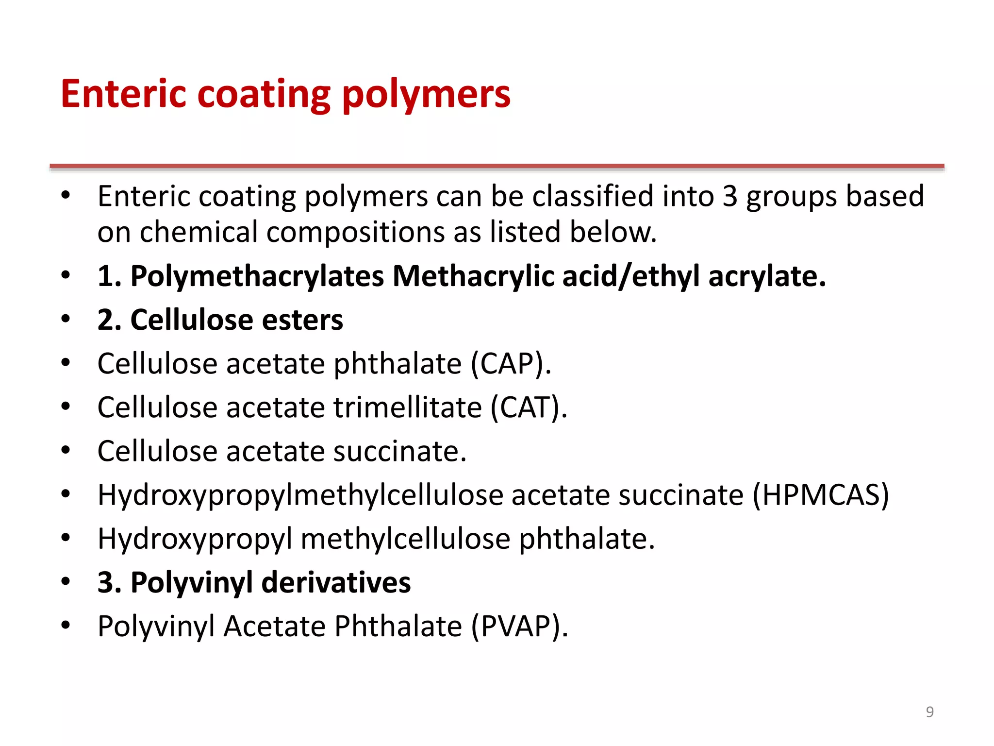 enteric coating polymers | PPTX
