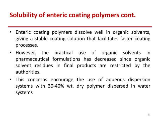 enteric coating polymers | PPTX | Digestive Disorders | Diseases and ...