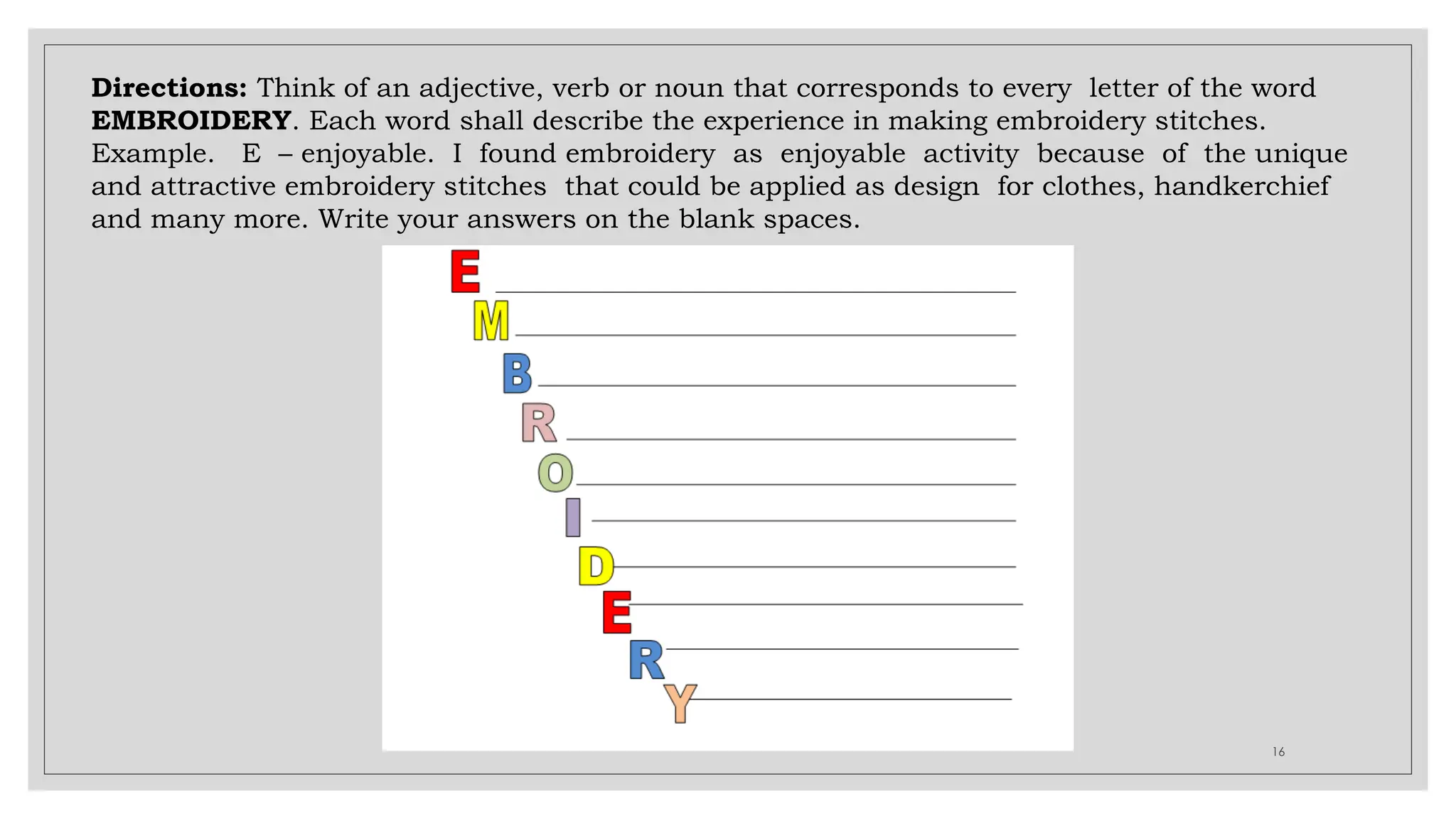 TLE9_handicraft_Application of the BAsic_EmbroideryWeek9-10.pptx