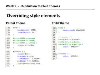 Week 9 - Introduction to Child Themes | PPT