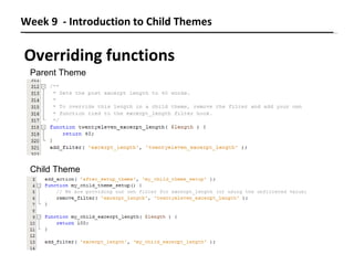 Week 9 - Introduction to Child Themes | PPT