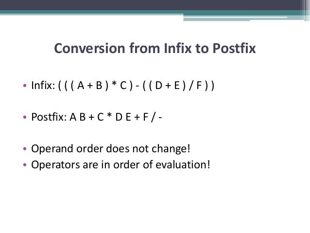 Week 9 - Prefix, Infix and Postfix Notations