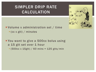 Intravenous Fluids and Drug Calculations | PPT