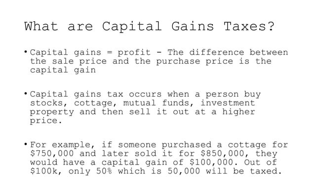 3 Examples of new capital gains taxes in Canada | PPTX