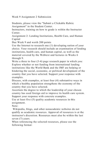 Week 9 Assignment 2 SubmissionStudents, please view the Submit .docx