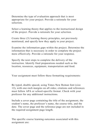 Week 9 Assignment 3 SubmissionThe final project includes s | PDF