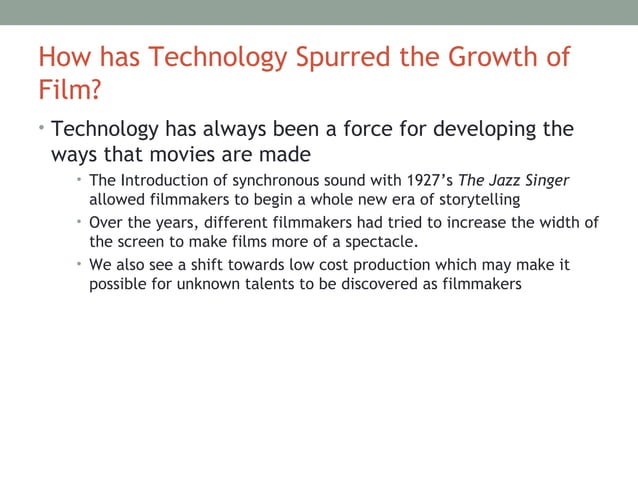 Intro to Film: Technology | PPT