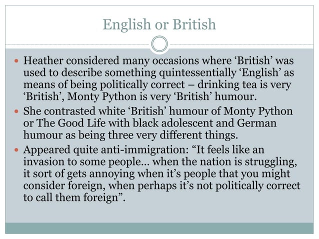 Englishness Britishness and whiteness | PPT
