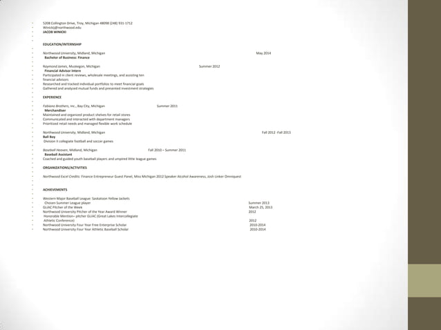 Jake Winicki's Portfolio | PPTX | Baseball | Sports