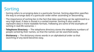 Introduction of sorting and it's types further | PPTX