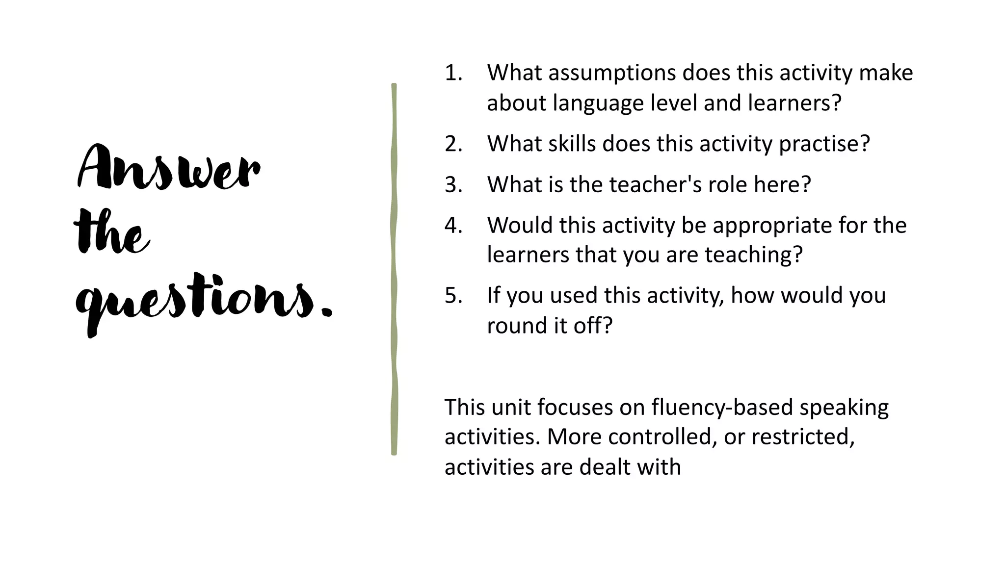 ELT201 Week 9 teaching productive skills (speaking) | PDF