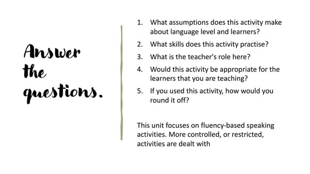 ELT201 Week 9 teaching productive skills (speaking) | PDF