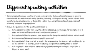 ELT201 Week 9 teaching productive skills (speaking) | PDF